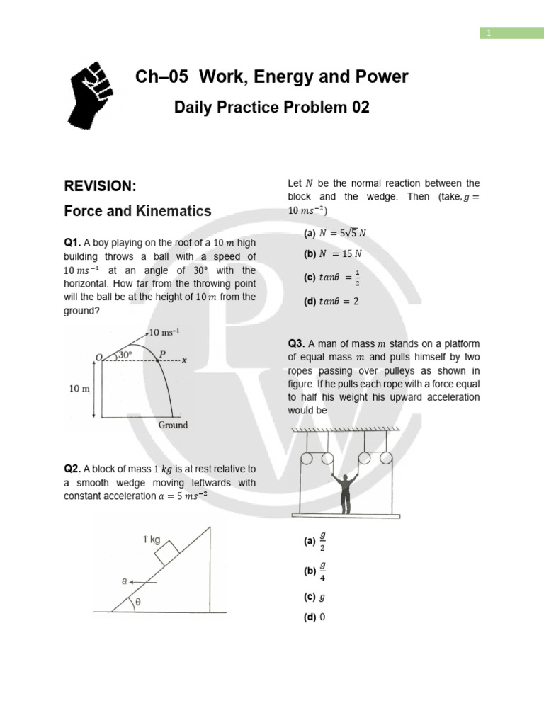 Work, Energy, and Power Practice Problems | PDF | Force | Kinetic Energy
