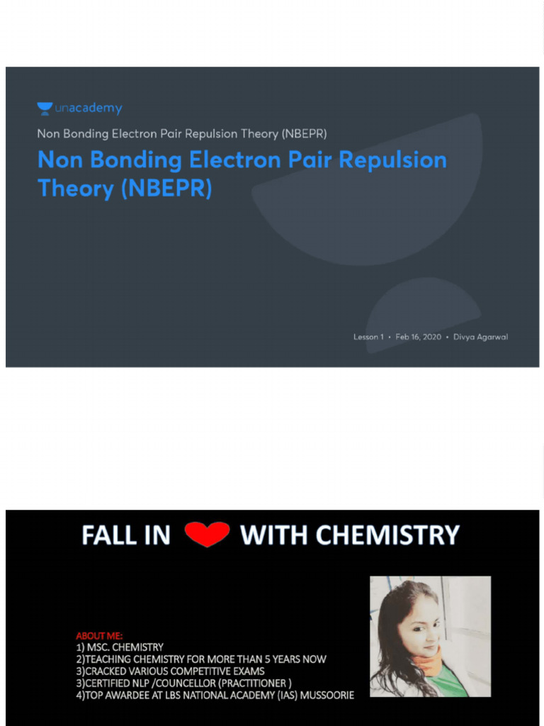 Non Bonding Electron Pair Repulsion Theory NBEPR With Anno | PDF