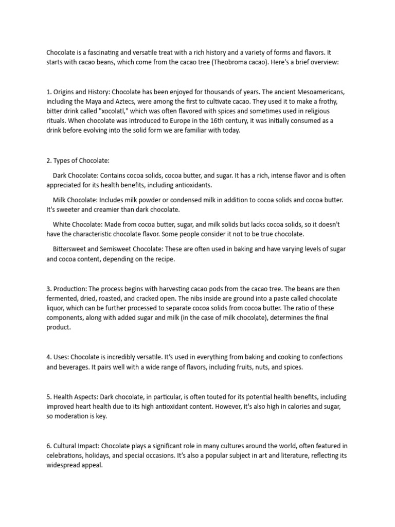 Chocolate | PDF | Chocolate | Cocoa Bean