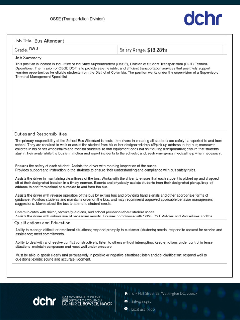 DCHR Pd-Dot-Bus Attendant | PDF | Bus | School Bus