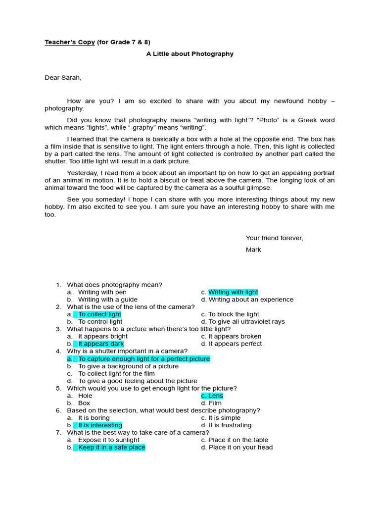 Reading Material G7 and G8 | PDF | Camera | Light