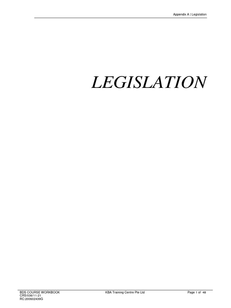 036 BDS App A Legislation | PDF | Underwater Diving | Occupational ...