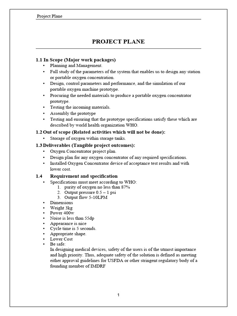 Project Plan | PDF | Oxygen | Risk