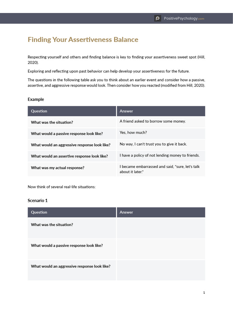 Finding Your Assertiveness Balance | PDF | Psychological Concepts ...