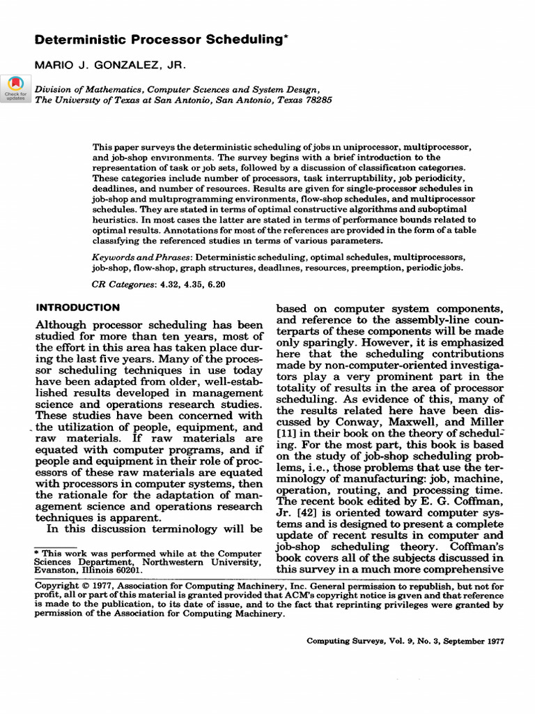 Deterministic Processor Scheduling Pdf Time Complexity Scheduling Computing