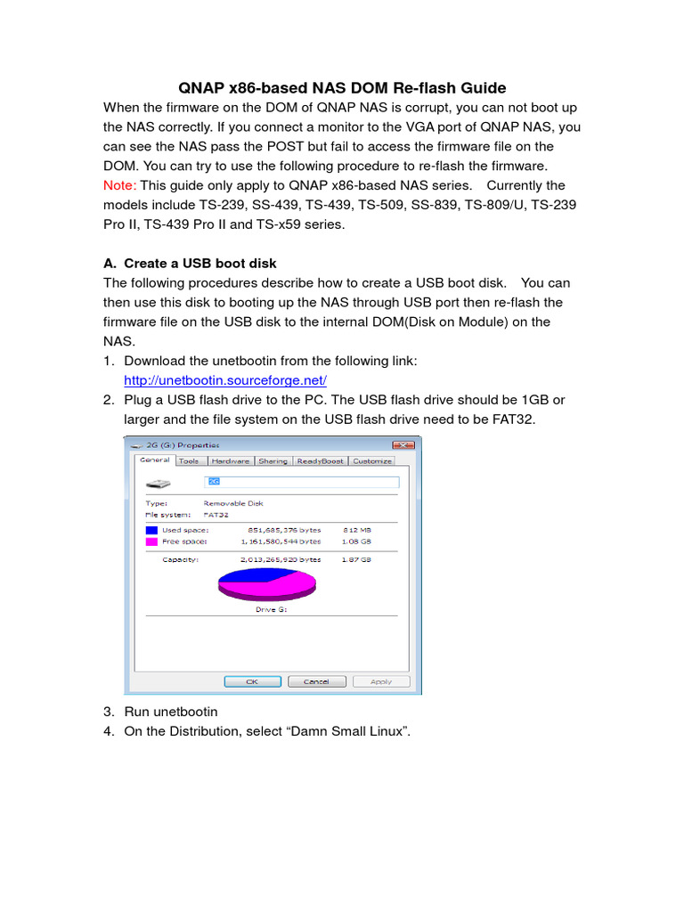 QNAP X86-Based NAS DOM Reflash Guide v2 DSL | PDF | Booting | Computing