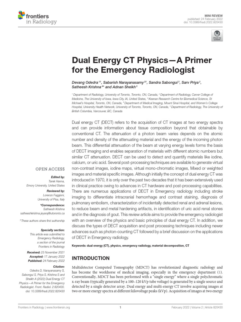 Dual Energy CT Physics - A Primer For The Emergency Radiologis | PDF | Ct Scan | X Ray