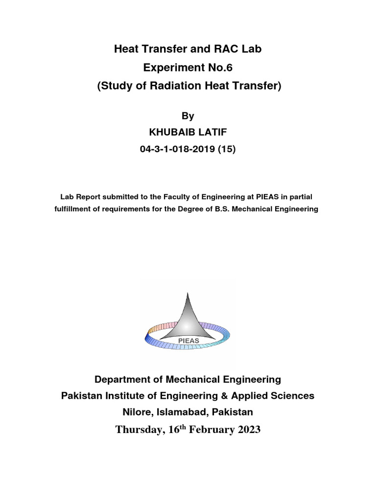 Experiment 6 | PDF | Heat Transfer | Thermodynamics