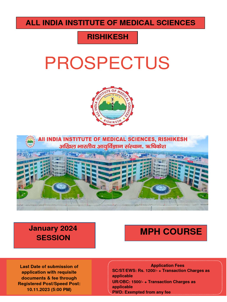 AIIMS Rishikesh MPH Entrance 2024 | PDF | University And College Admission