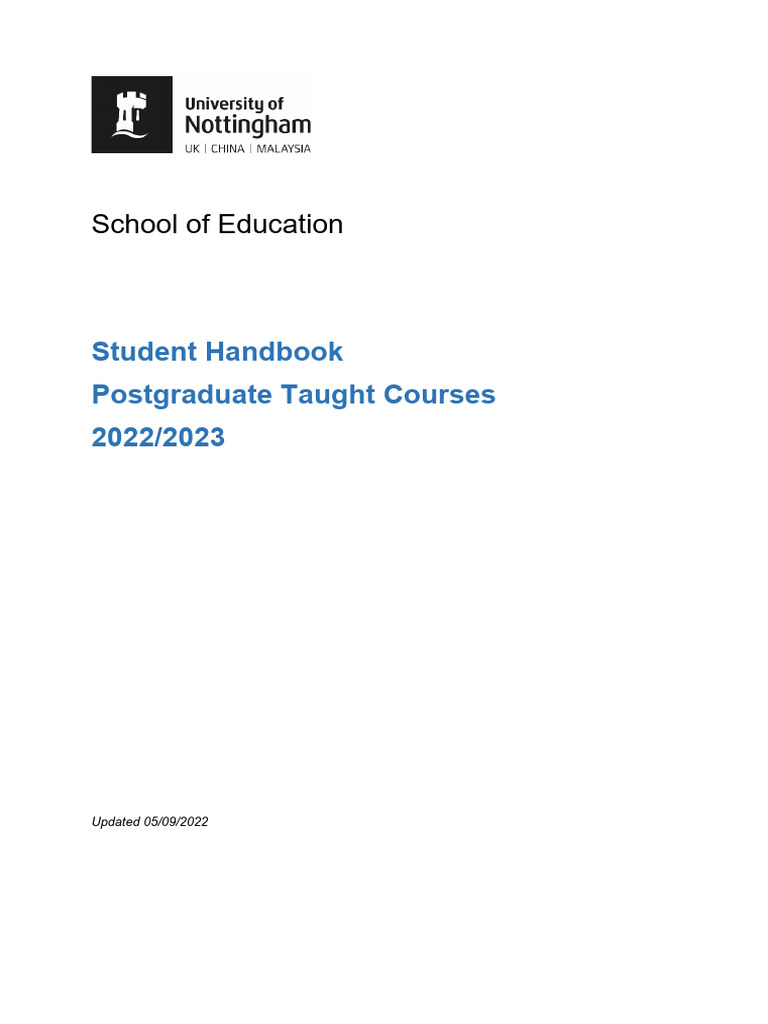 Postgraduate Student Handbook 2022/23 | PDF | Learning Disability | Thesis