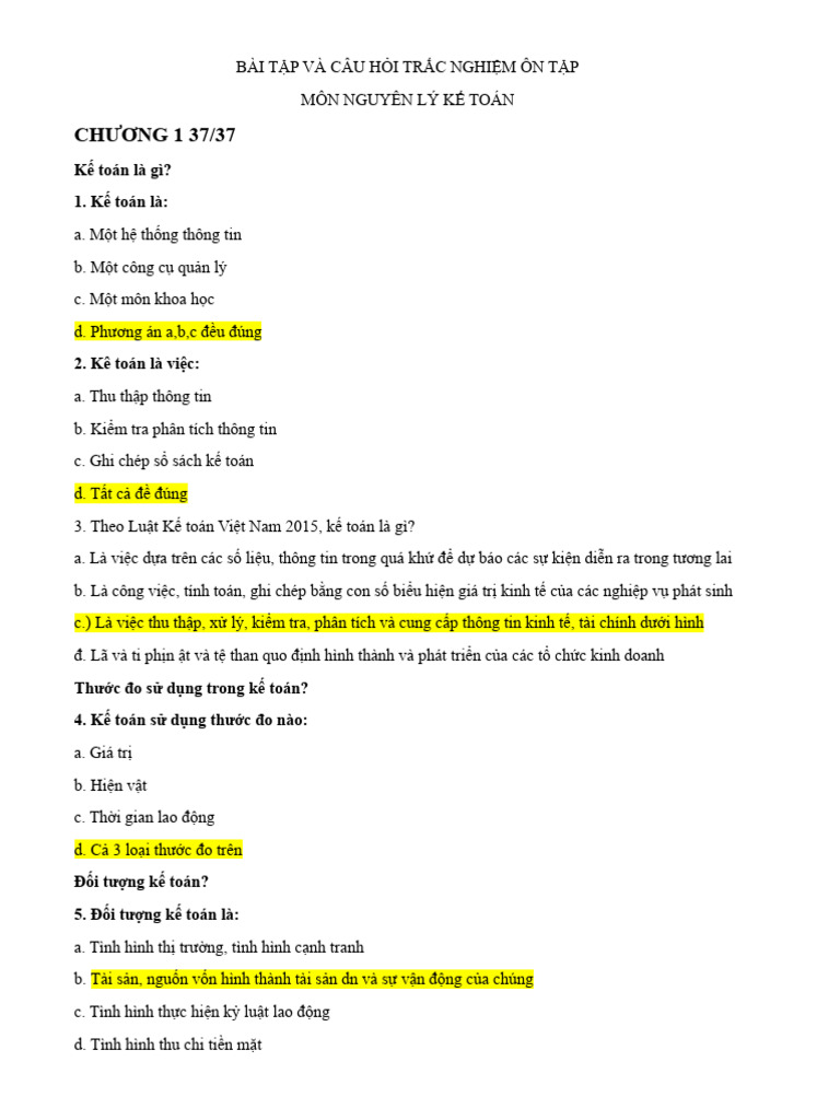 Bài Làm Trắc Nghiệm Nlkt | PDF