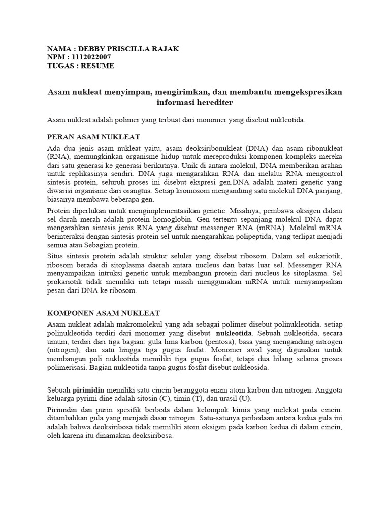 Peran dan Struktur Asam Nukleat | PDF | Kesehatan Holistik