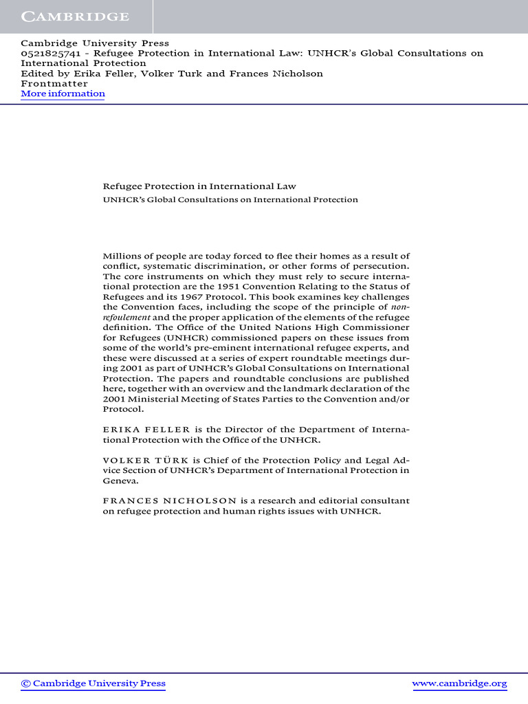 Refugee Protection in International Law | PDF | United Nations High ...