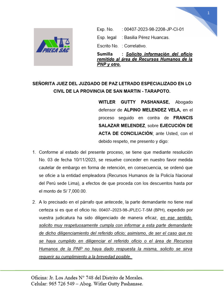 Solicito Informacion - Melendez Vela Alpino | PDF | Gobierno | Justicia