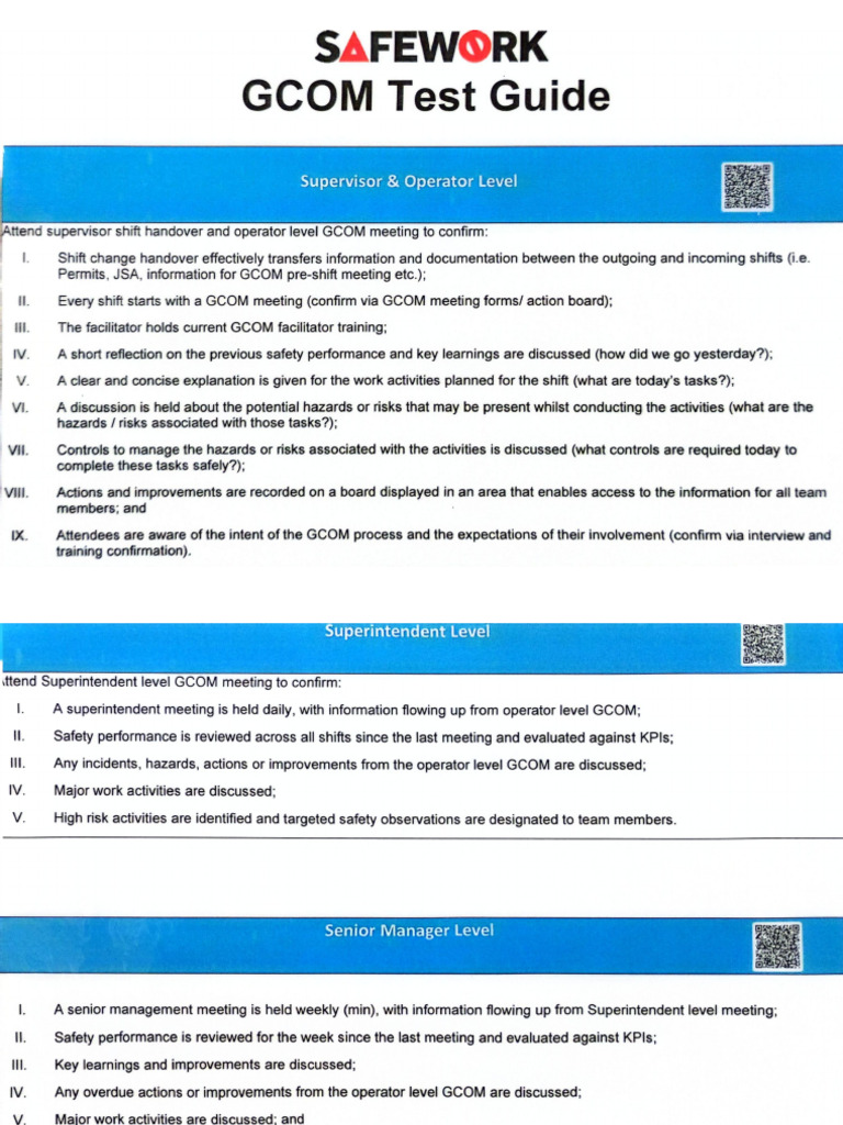 Safework Gcom Test Guide | PDF