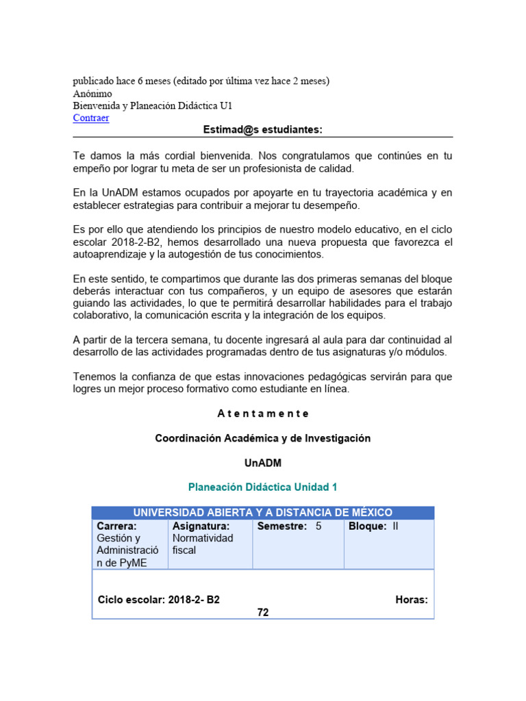 Normatividad Fiscal U1 Actividades | PDF | Aprendizaje | Conocimiento ...
