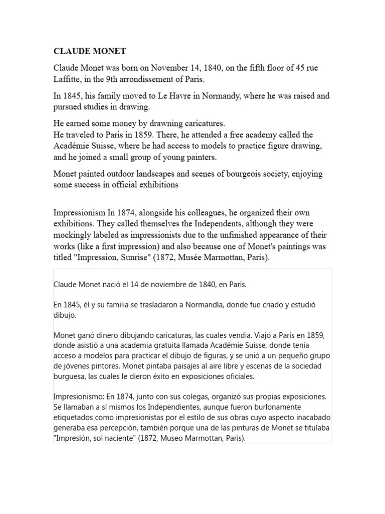 Claude Monet | PDF | Claude Monet | Impressionism