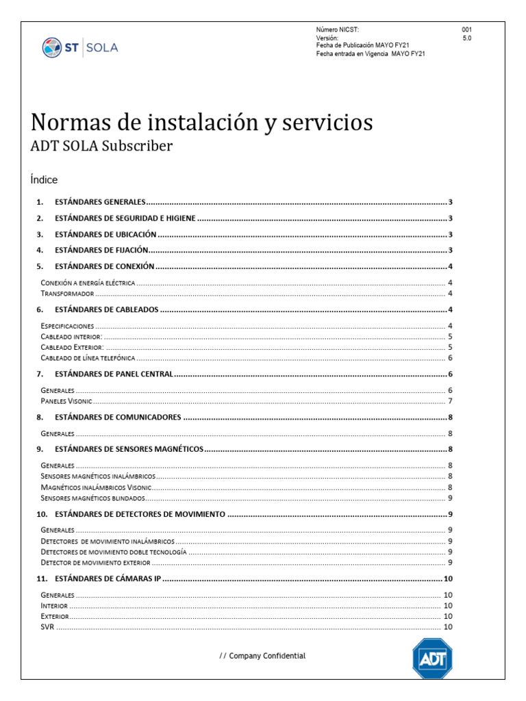Normas de Instalación y Servicio ADT ST SOLA V5.0 | PDF | Wifi ...