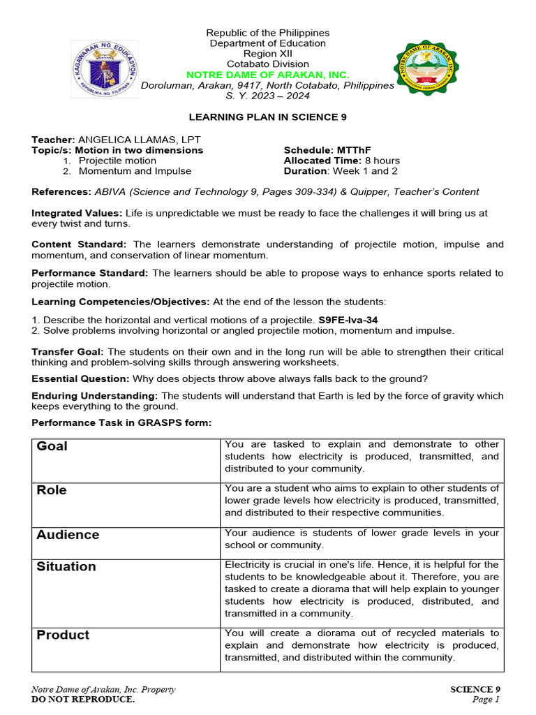 Grade 9 Q4 Week 1 and 2 (Ready) | PDF | Force | Momentum
