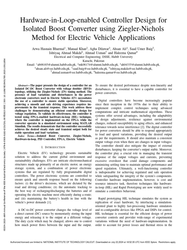 Hardware-in-Loop-enabled Controller Design For Isolated Boost Converter ...