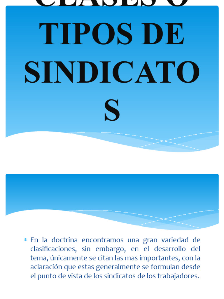 Clases o Tipos de Sindicatos | PDF | Sindicato | marxismo