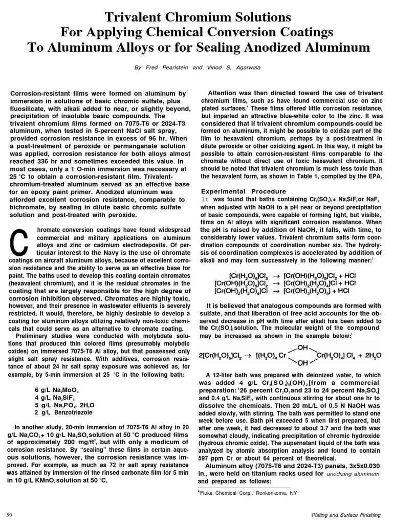 Trivalent Chromium Coatings for Aluminum | PDF | Chromium | Corrosion