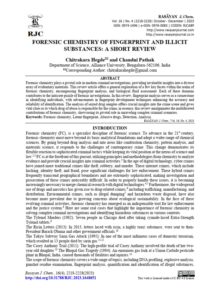 Forensic Paper - Rasayan | PDF | Fingerprint | Mdma