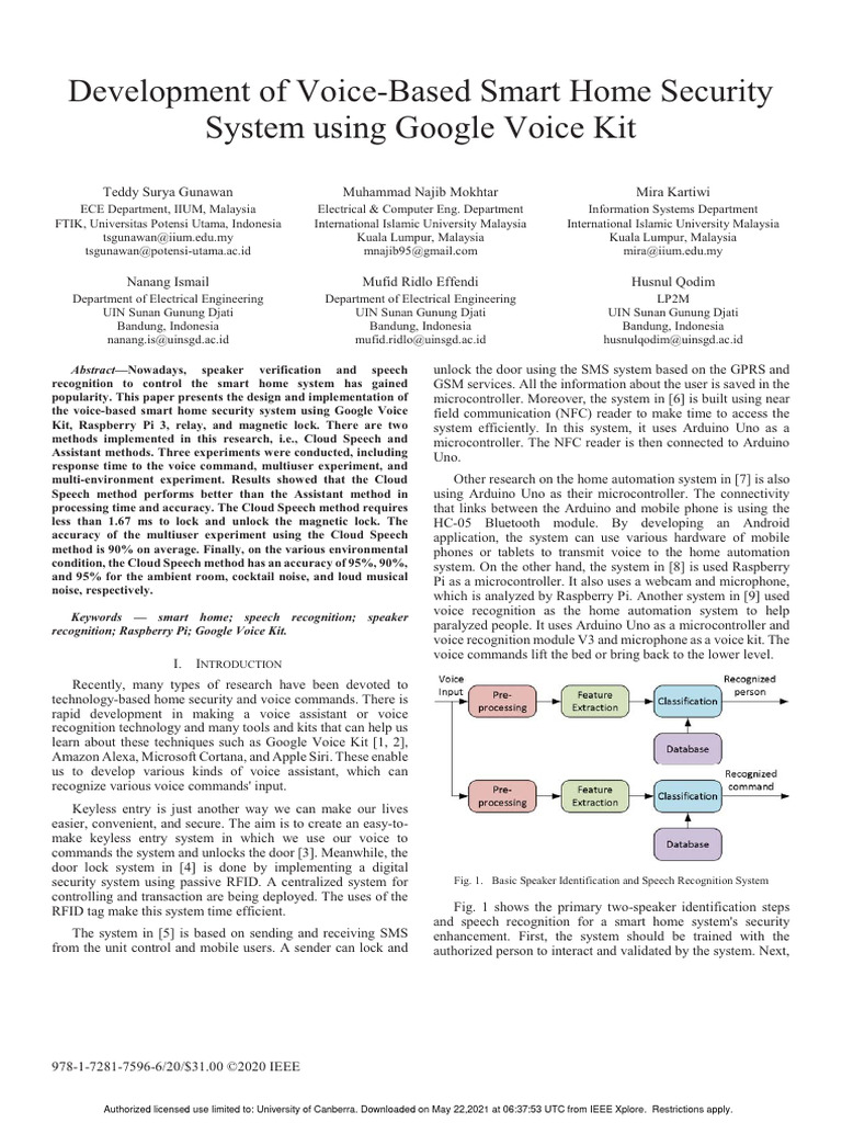Voice-Based Smart Home Security | PDF | Speech Recognition | Home Automation