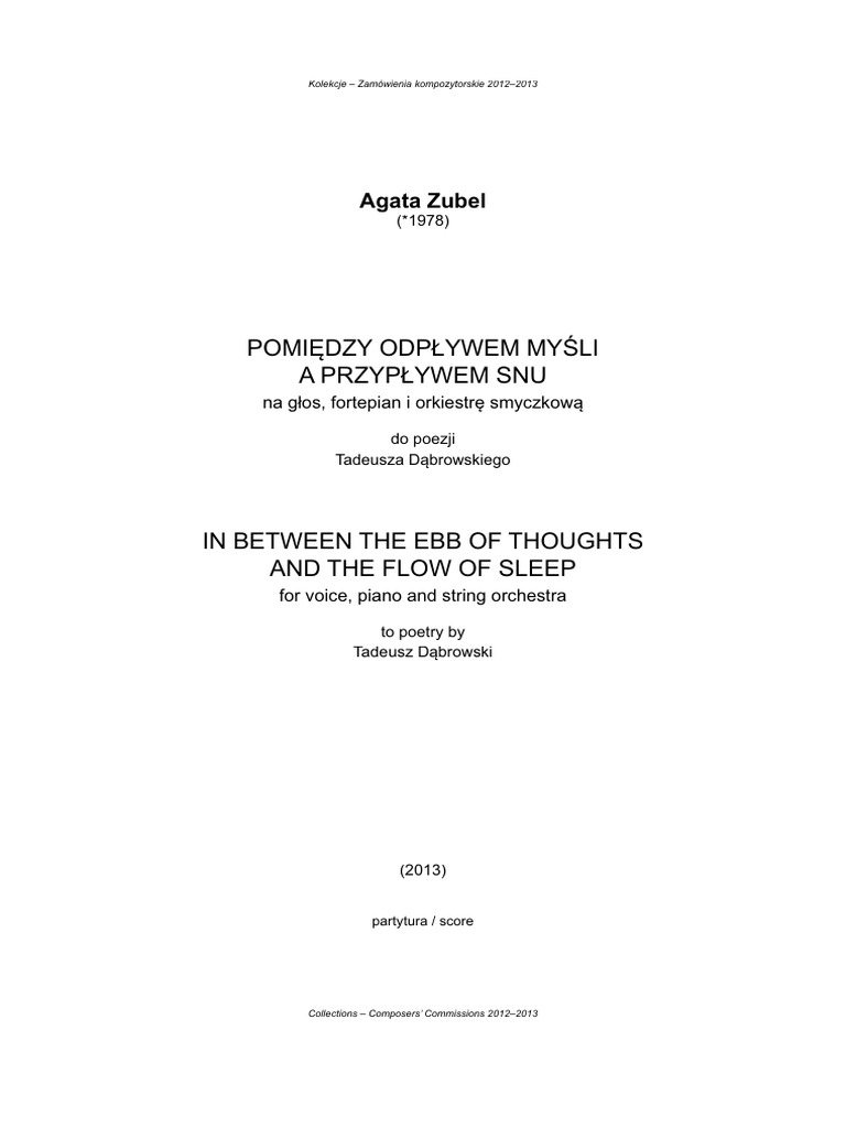In Between The Ebb of Thoughts and The Flow of Sleep - Agata Zubel | PDF