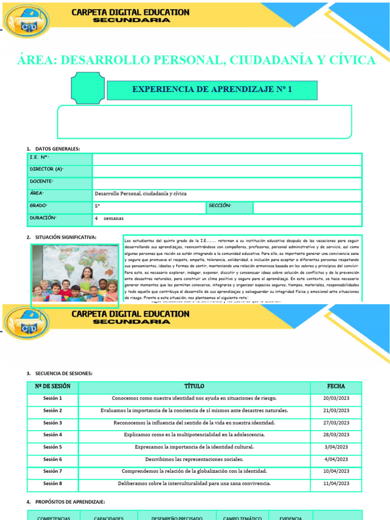 5º Experiencia de Aprendizaje - Exp. 01 - DPCC | PDF | Aprendizaje | Evaluación