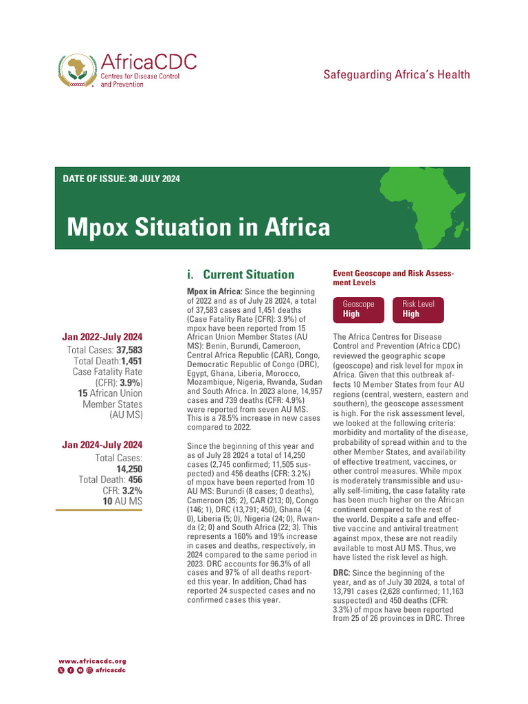 MPox Situation in Africa - African Union | PDF | Africa | African Union