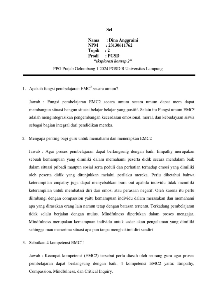 Dina Anggraini-Eksplorasi Konsep-ToPIK 2 | PDF | Karier & Perkembangan | Pengembangan Diri