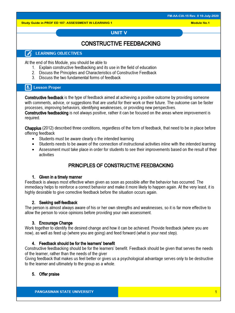 Principles of Constructive Feedback | PDF | Learning | Behavior