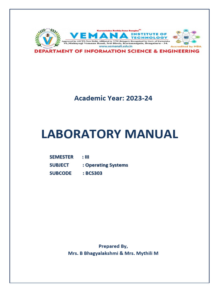 Os Lab Manual Bcs303 Pdf Engineering Process Computing 