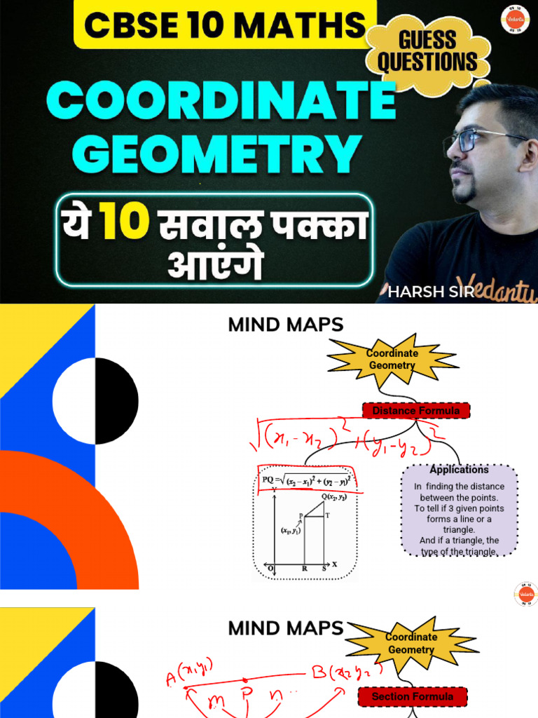 Coordinate Geometry Mind Maps + Top 10 Qs | PDF | Triangle | Euclidean ...