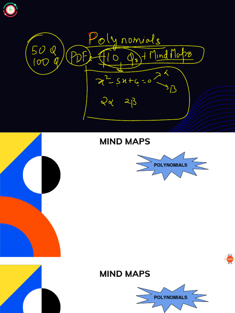Polynomials Mind Maps + Top 10 Qs | PDF | Zero Of A Function | Polynomial