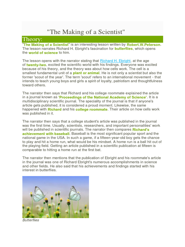 "The Making of A Scientist": Theory | PDF | Butterfly