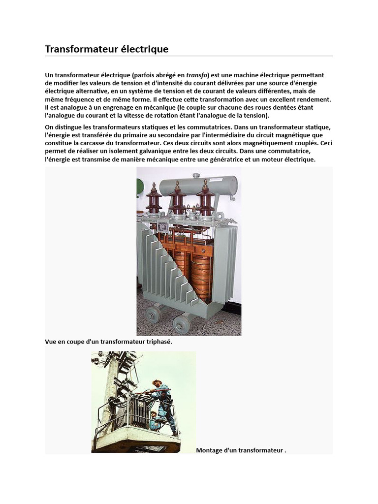 Transformateur Électrique | PDF | Transformateur électrique | Inducteur