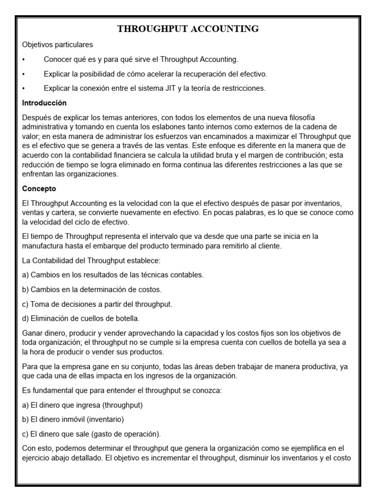 Throughput Accounting | PDF | Marketing | Producto (Negocio)