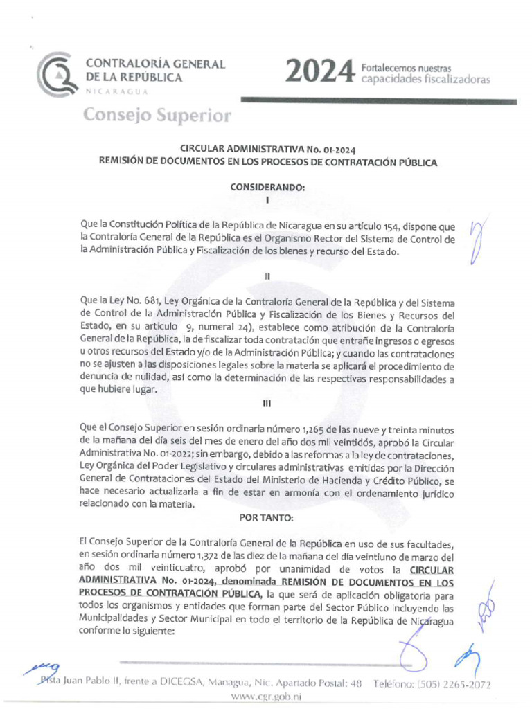 Circular Administrativa No.01-2024 | PDF