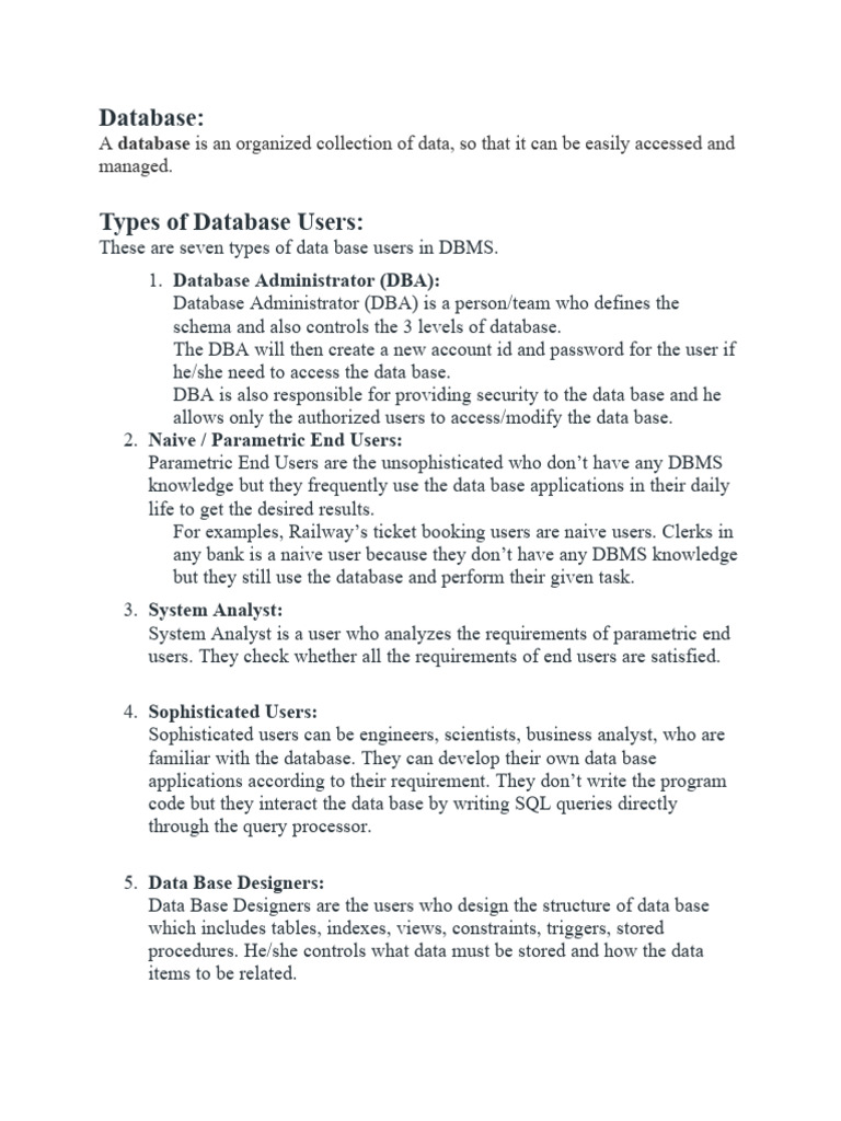 DBMS Notes | PDF | Databases | Client–Server Model