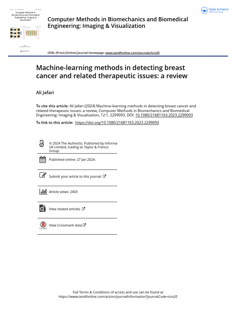 Machine-Learning Methods in Detecting Breast Cancer and Related Therapeutic Issues A Review ...