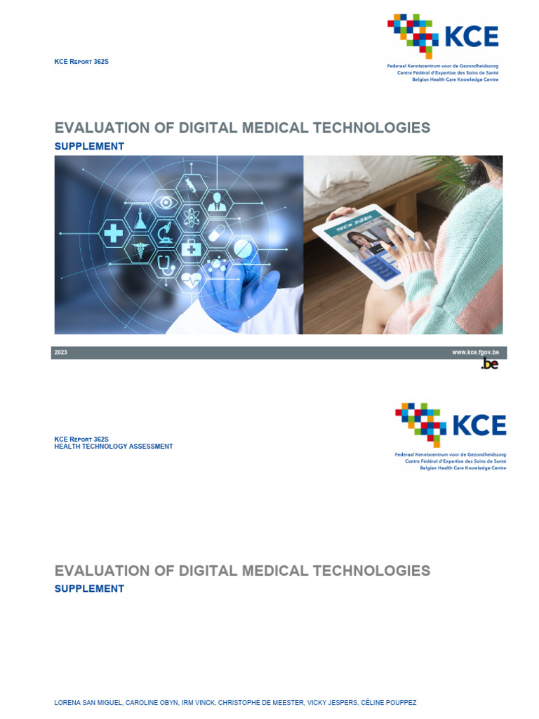 KCE 362S Evaluation Digital Medical Technologies Supplement | PDF | Physical Therapy | Chronic ...