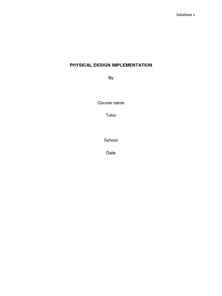 Physical Design Implementation | PDF | Databases | Relational Database