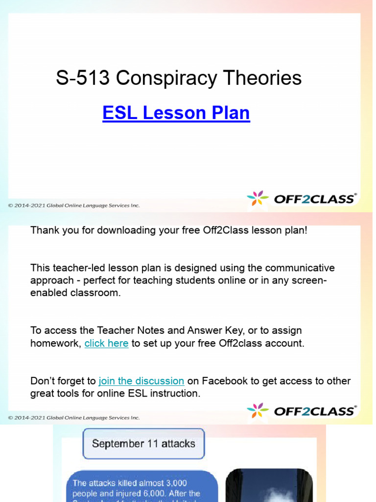 ESL Lesson Plan: Conspiracy Theories | PDF | Computers