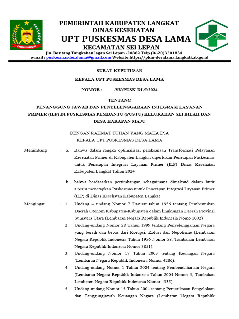 SK PJ Pustu Sei Bilah Dan Harapan Maju Tim Cluster Ilp | PDF