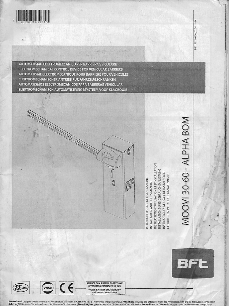 Manual BFT Moovi 30-60-Alpha Bom | PDF