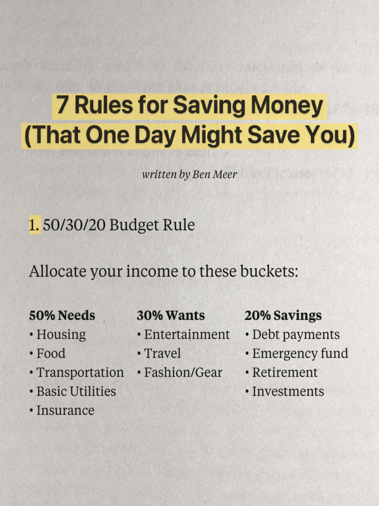 7 Rules To Help You Save Money | PDF