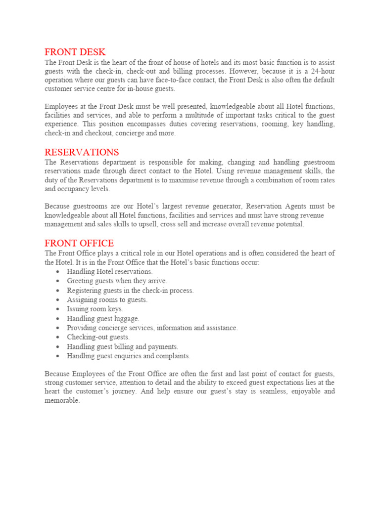 Front Desk | PDF | Shower | Housekeeping