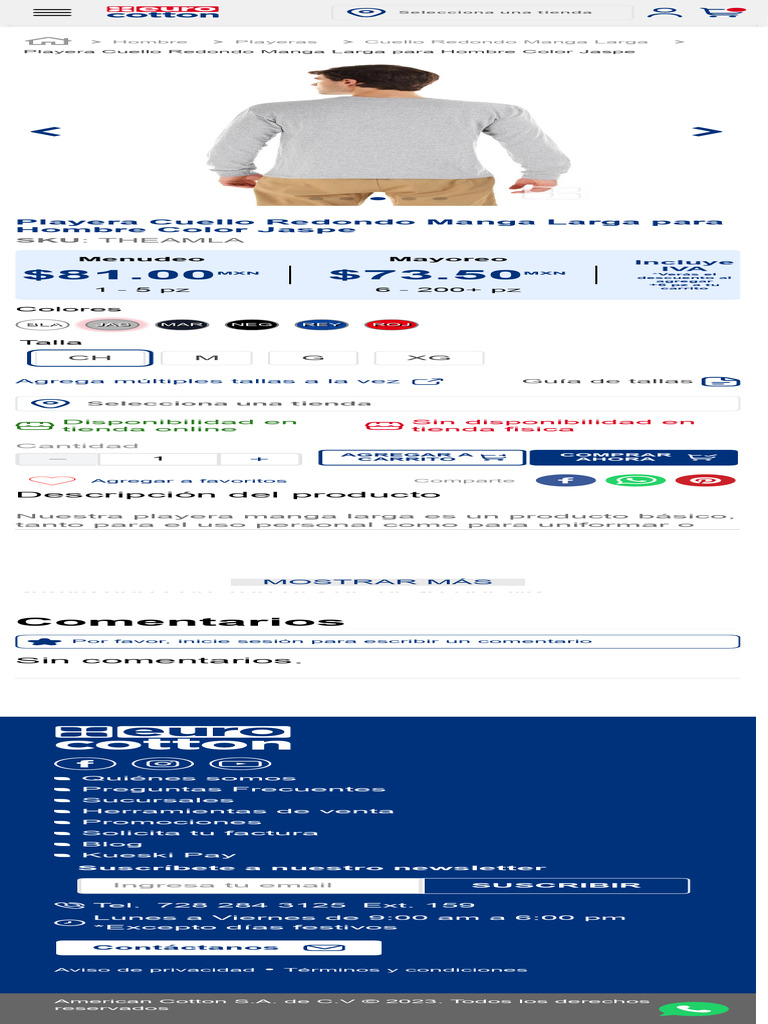 Playera Cuello Redondo Manga Larga para Hombre Ja | PDF